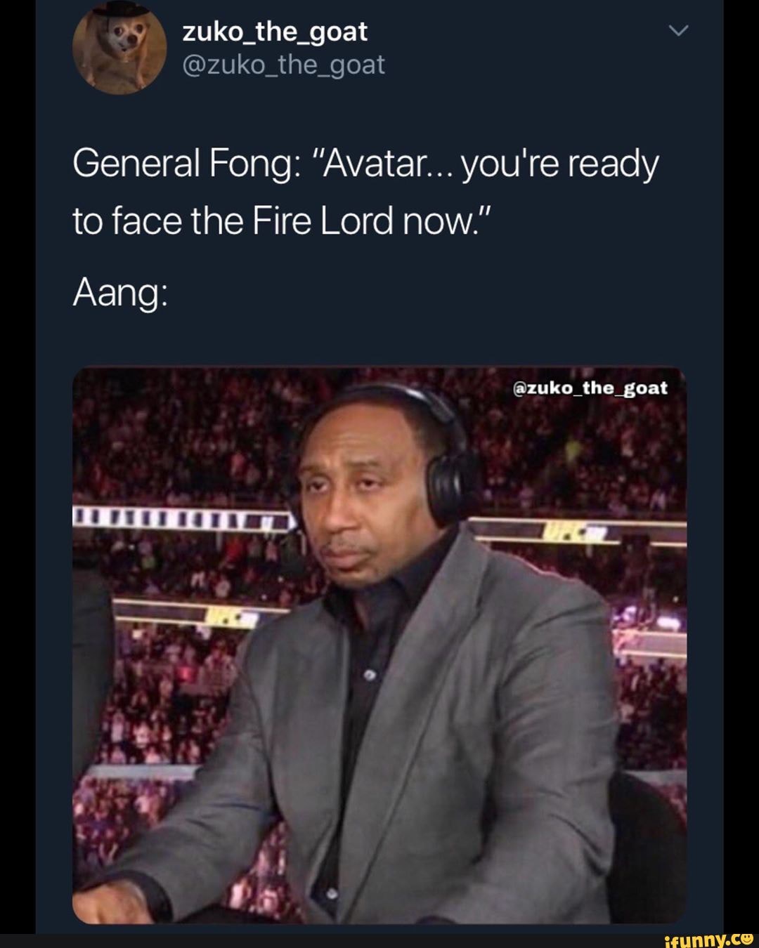 General Fong: "Avatar... you're ready to face the Fire Lord now." Aang ...