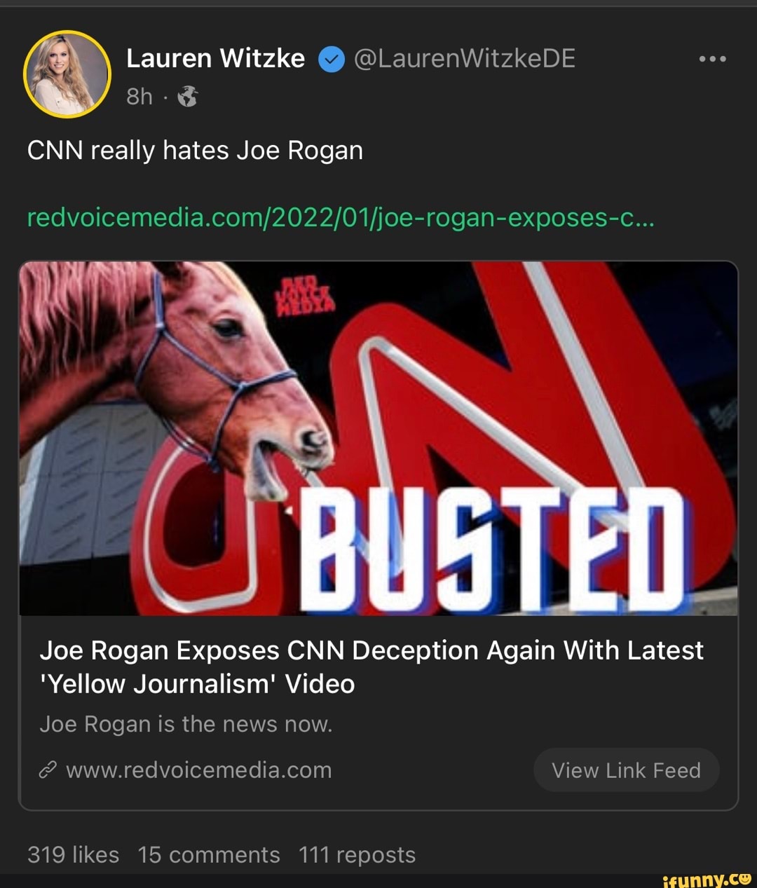 Lauren Witzke @LaurenWitzkeDE CNN really hates Joe Rogan BUSTED Joe ...