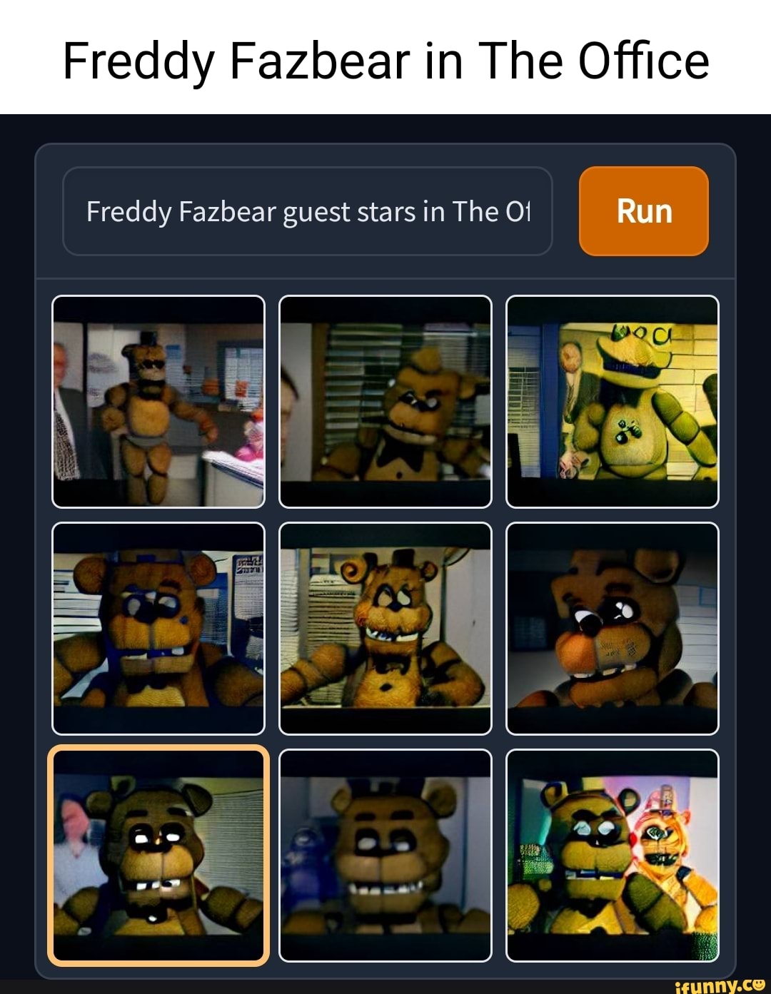 Freddy Fazbear in The Office Freddy Fazbear guest stars in The Run - iFunny