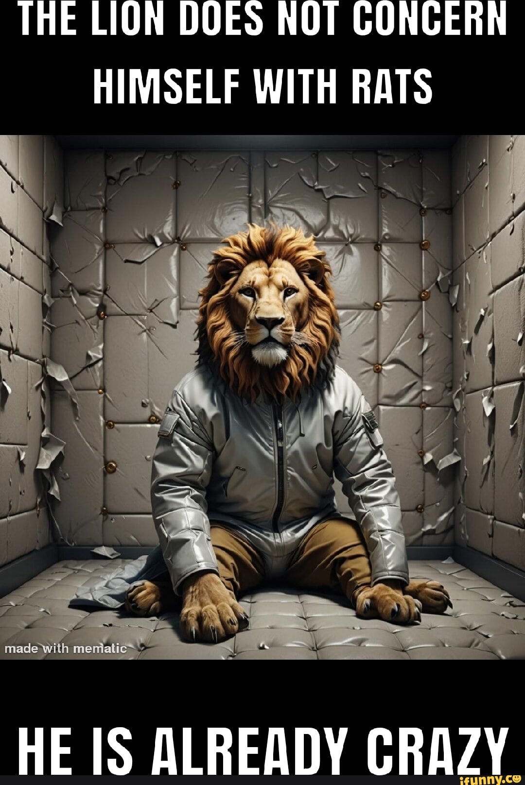 THE LION DOES NOT CONCERN HIMSELF WITH RATS made with HE IS OLREADY ...