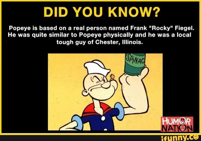 DID YOU KNOW? Popeye is based on a real person named Frank "Rocky ...