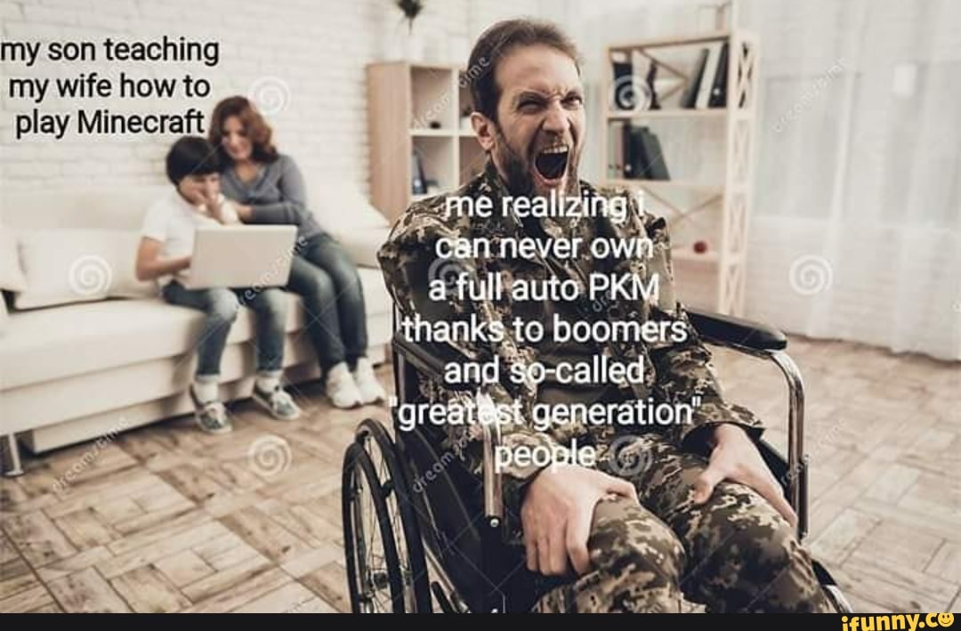 My son teaching my wife how to play Minecraft - iFunny