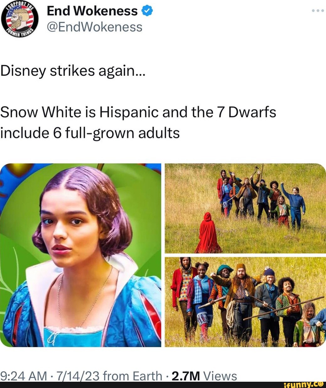 End Wokeness @EndWokeness Disney strikes again... Snow White is ...