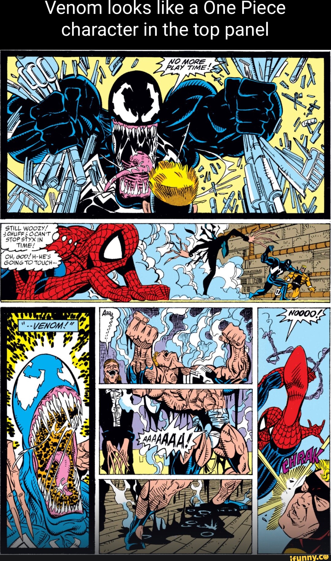 Venom looks like a One Piece character in the top panel an BS - iFunny