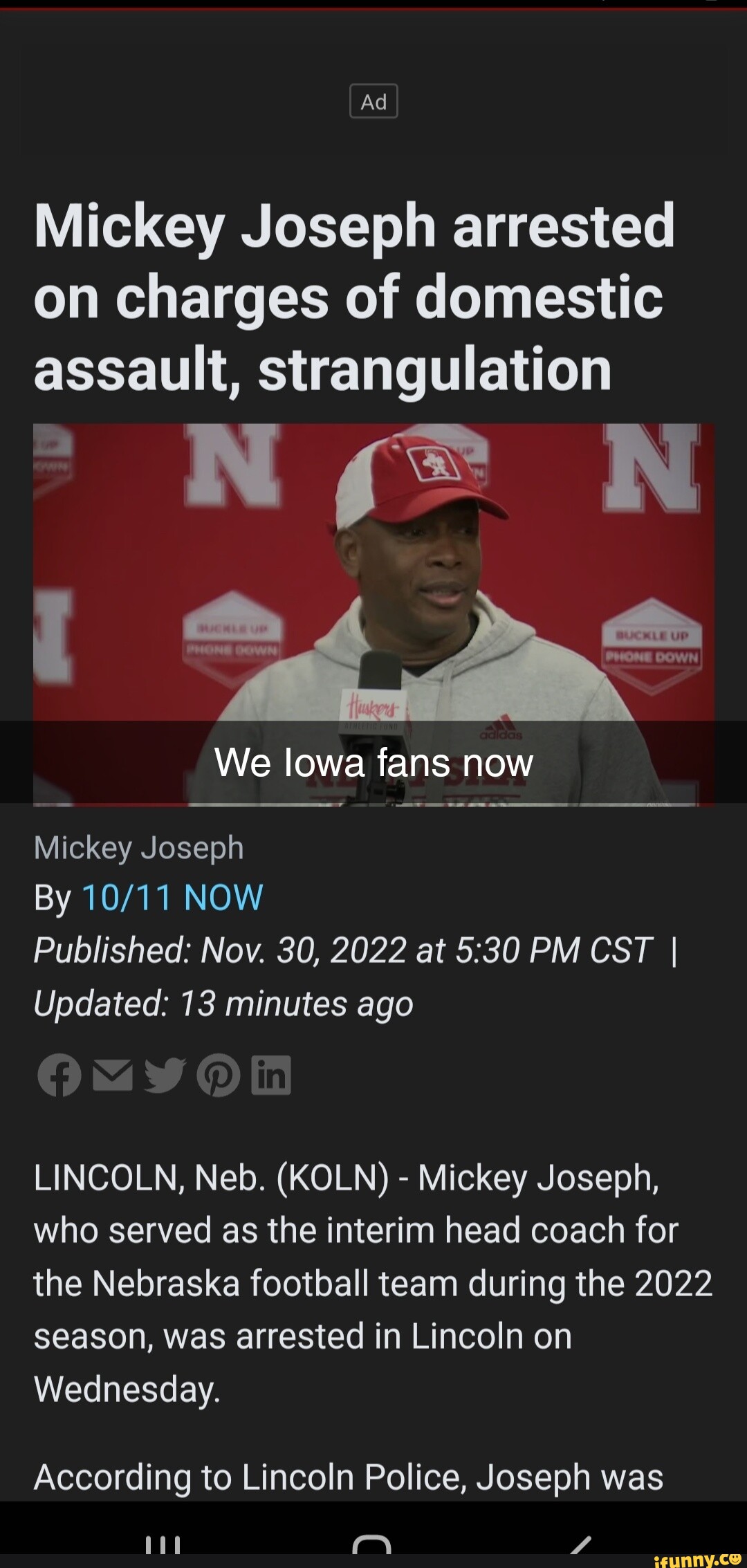 Ad Mickey Joseph arrested on charges of domestic assault, strangulation ...