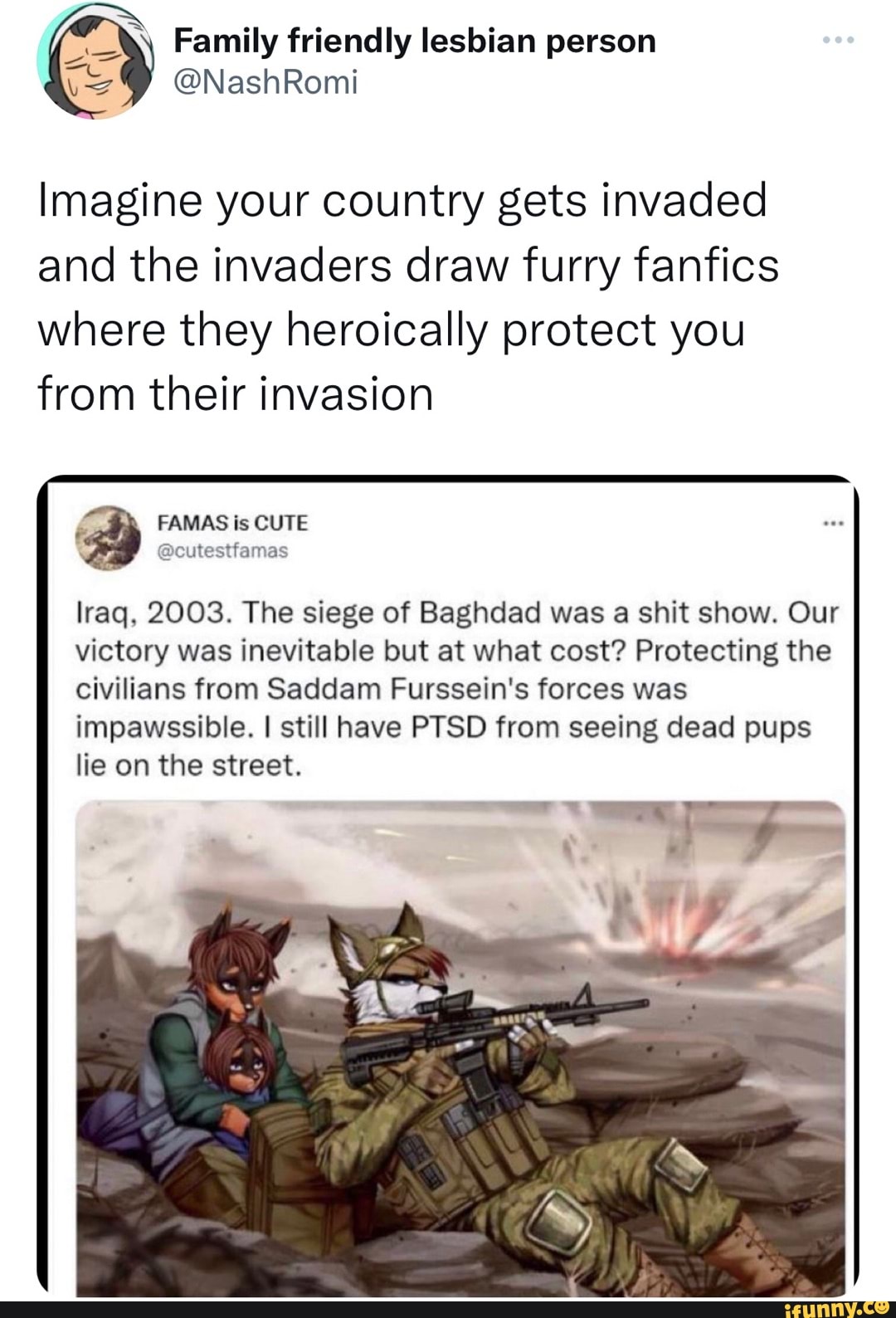 Family friendly lesbian person v= @NashRomi Imagine your country gets ...