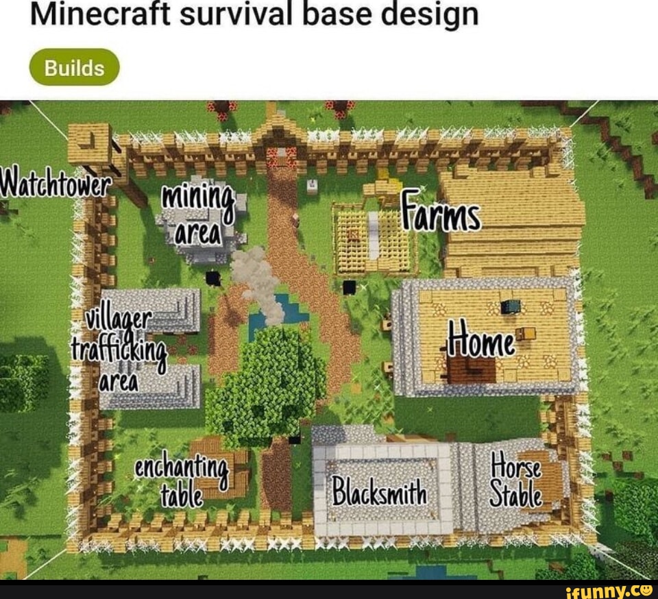 Minecraft survival base design - iFunny