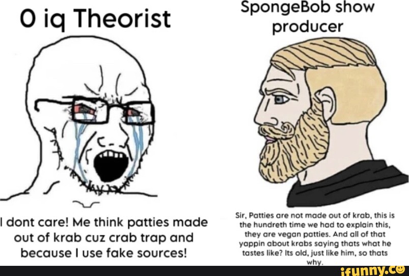 SpongeBob show iq Theorist producer Sir, Patties are not made out of ...