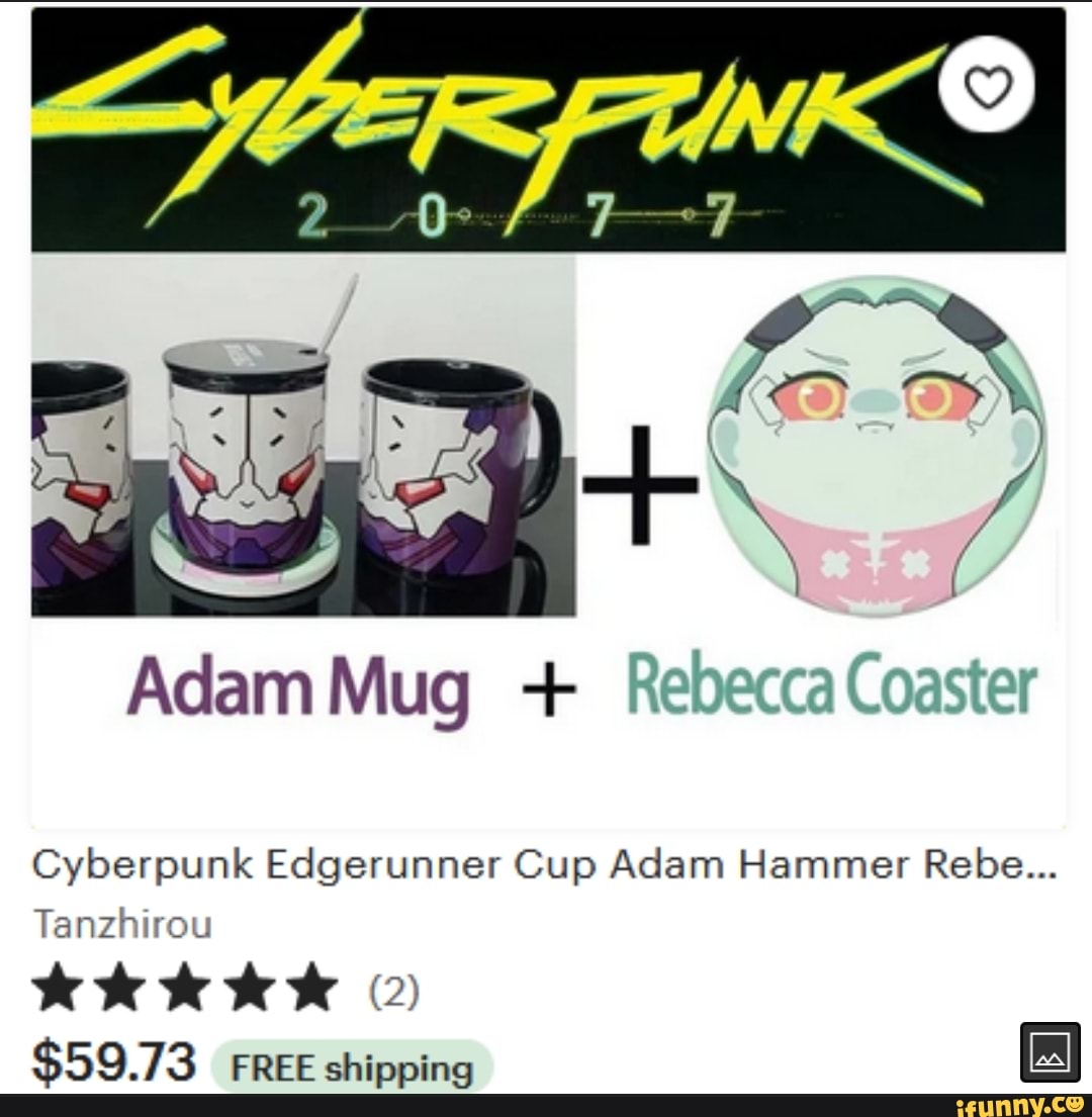 Adam Mug + Rebecca Coaster Cyberpunk Edgerunner Cup Adam Hammer Rebe ...
