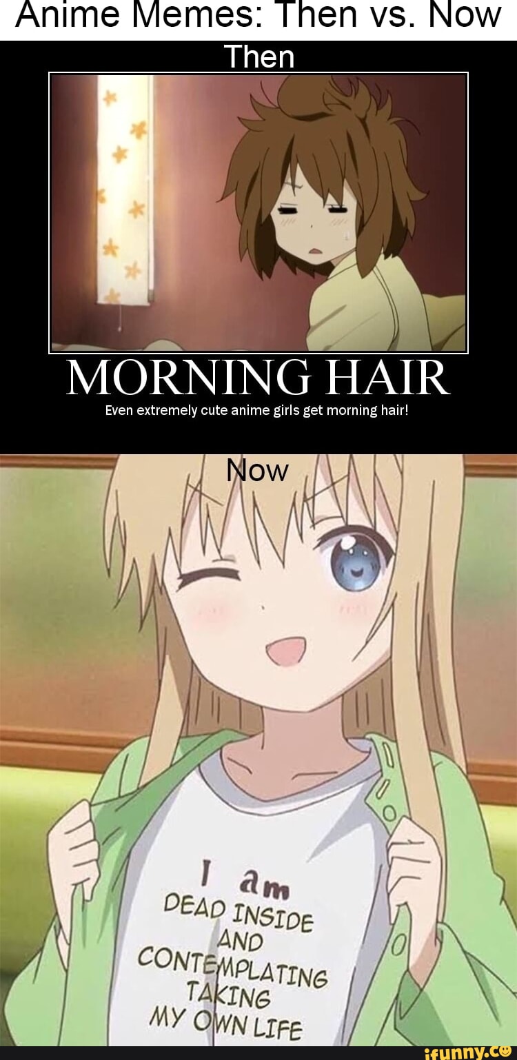 Anime Memes: ITnen vs. Now Then Even extremely "MORNING HAIR extremely ...
