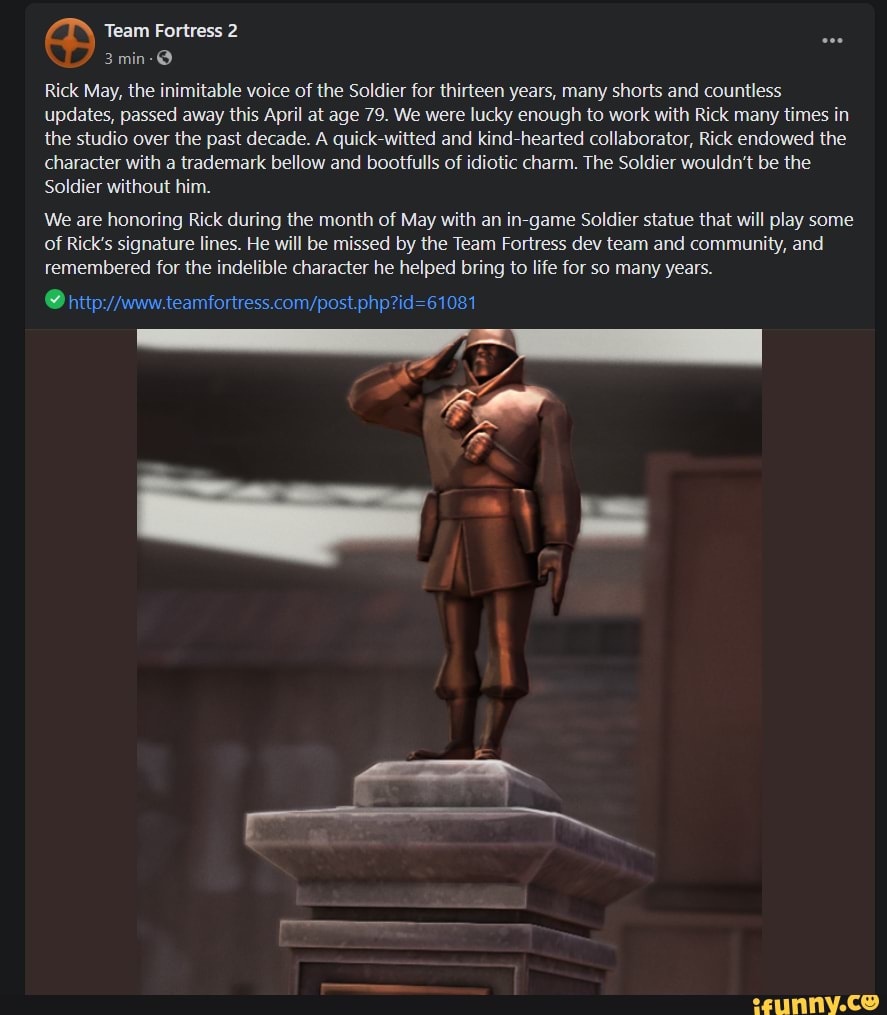 Rick May, the inimitable voice of the Soldier for thirteen years, many ...