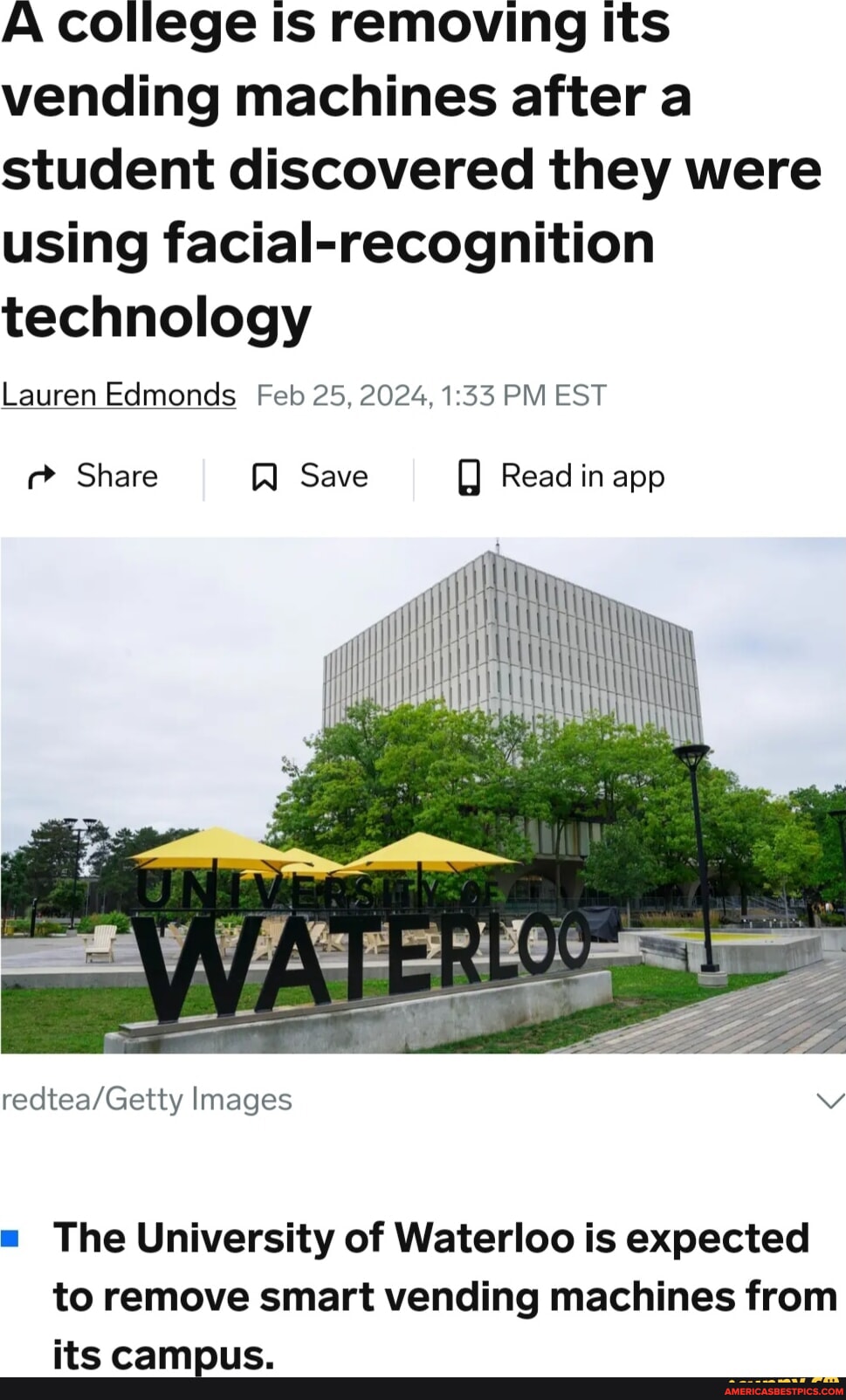 A college is removing Its vending machines after a student discovered ...