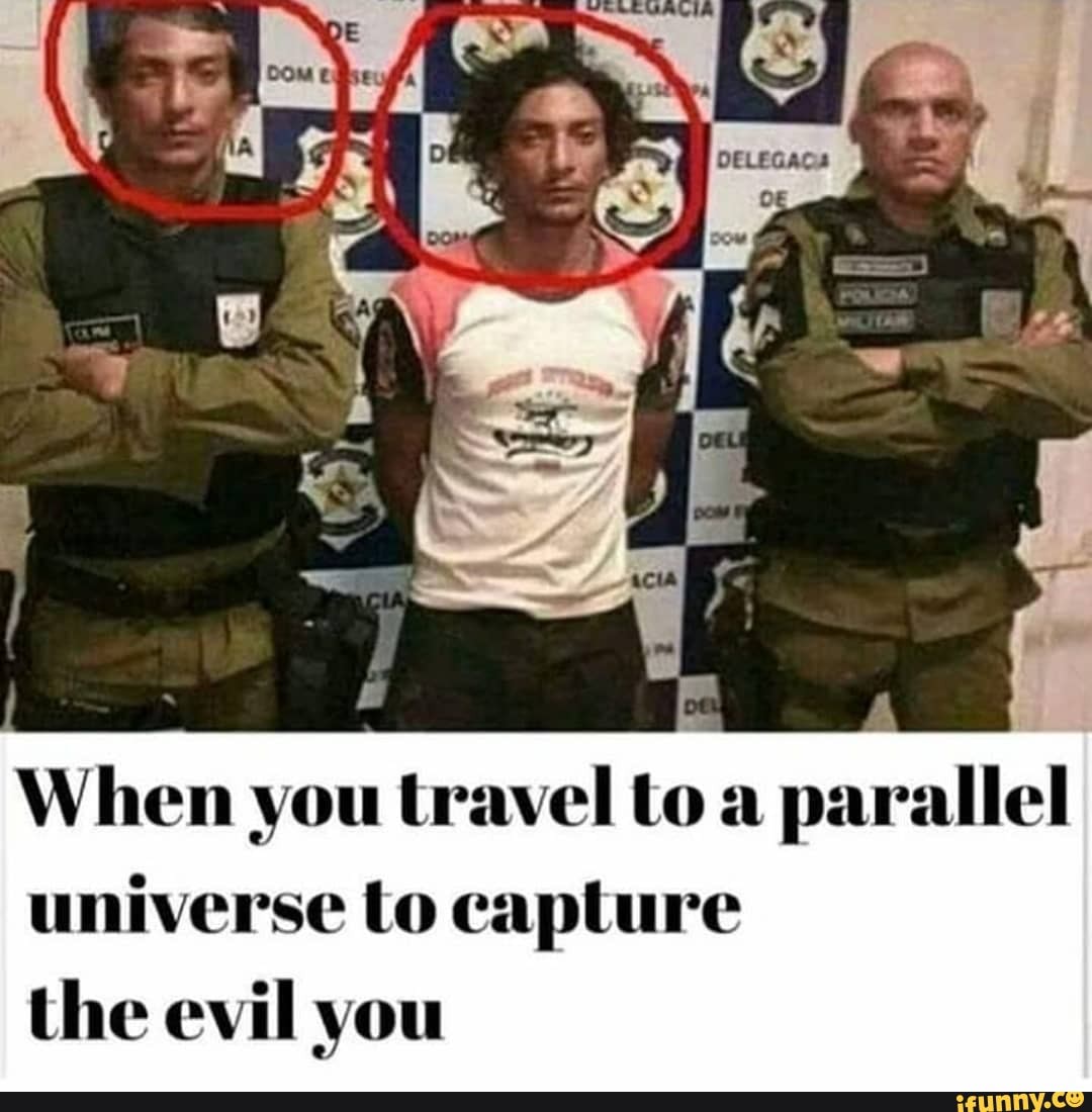 When you travel to a parallel universe to capture the evil you - iFunny