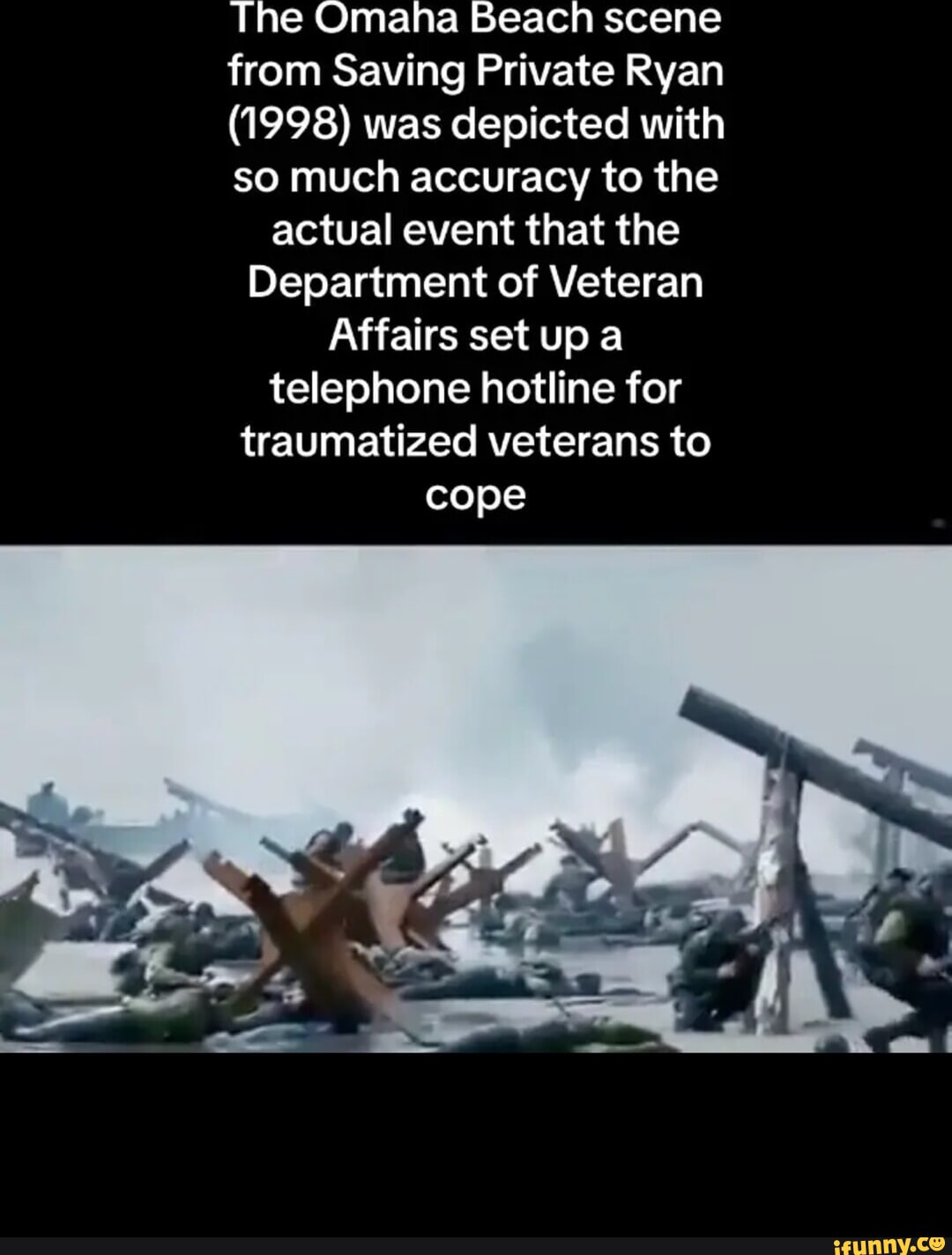 The Omaha Beach scene from Saving Private Ryan (1998) was depicted with ...