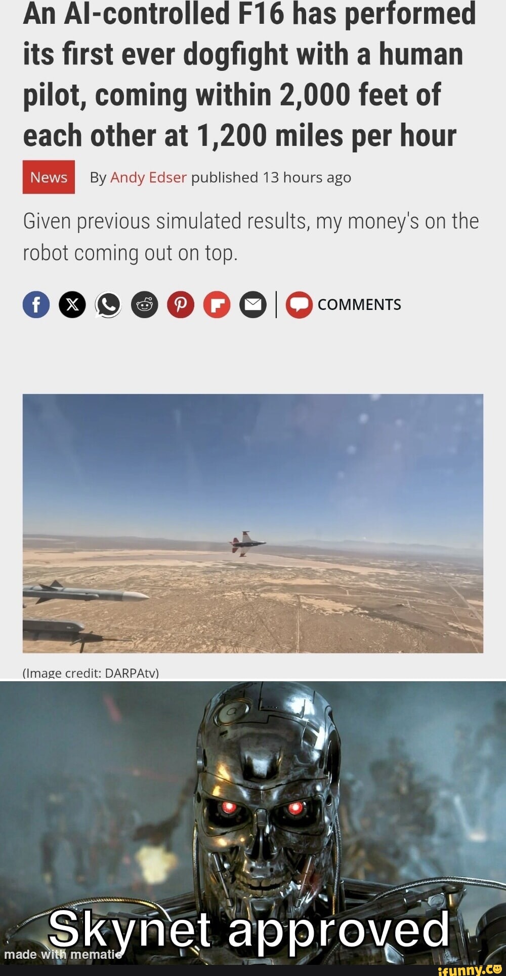 An Al-controlled has performed its first ever dogfight with a human ...