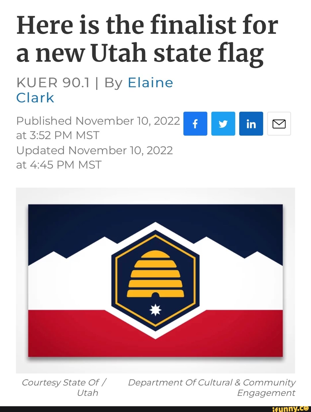 Here is the finalist for a new Utah state flag KUER 90.1 I By Elaine ...
