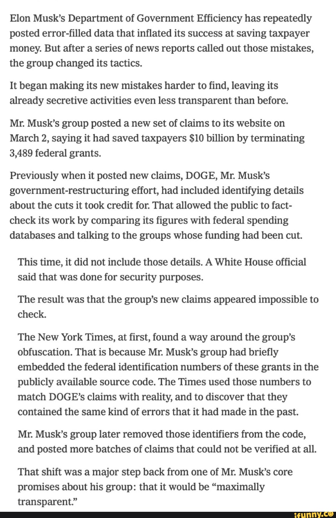 Elon Musk's Department of Government Efficiency has repeatedly posted ...