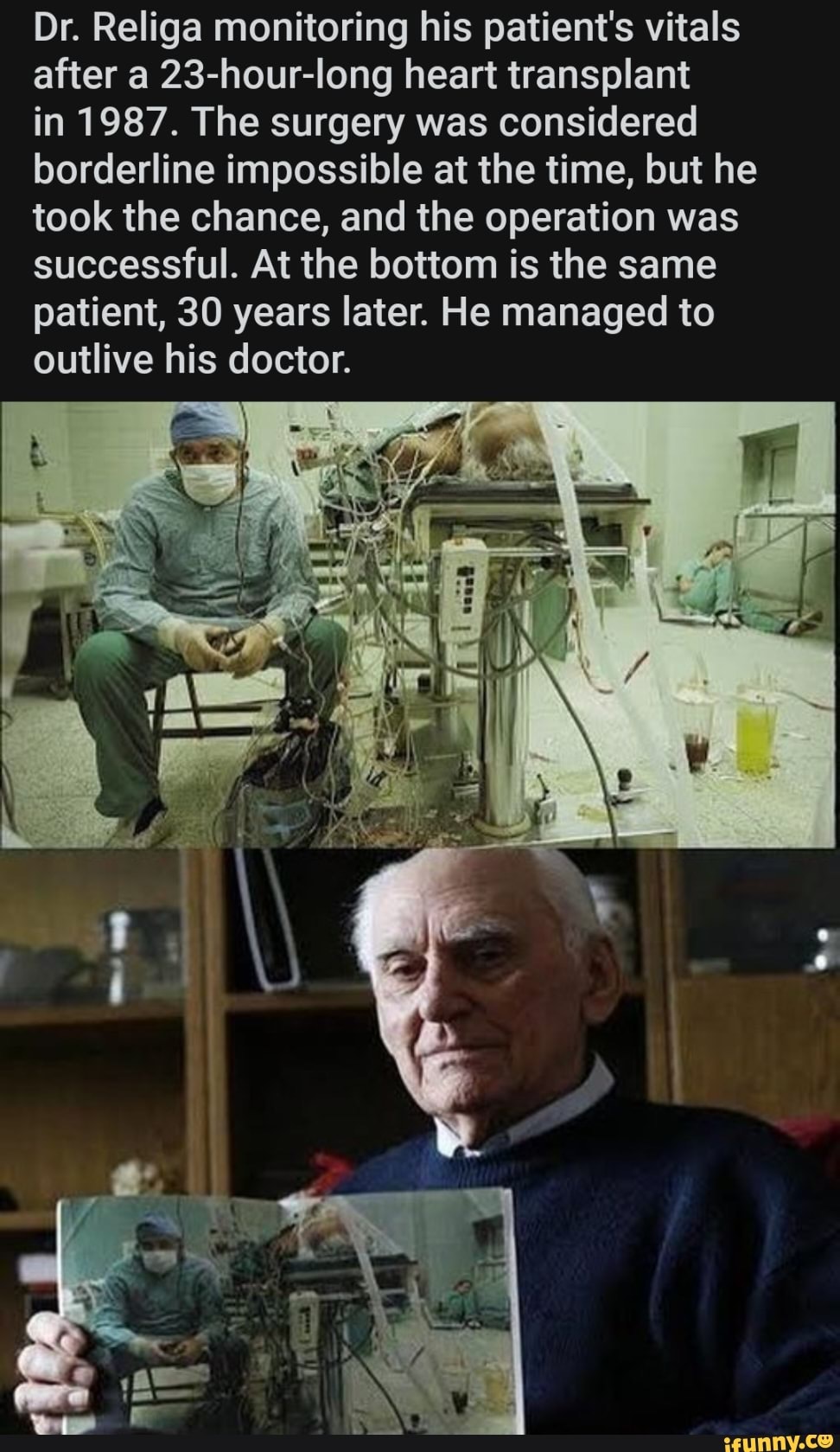 Dr. Religa monitoring his patient's vitals after a 23-hour-long heart ...