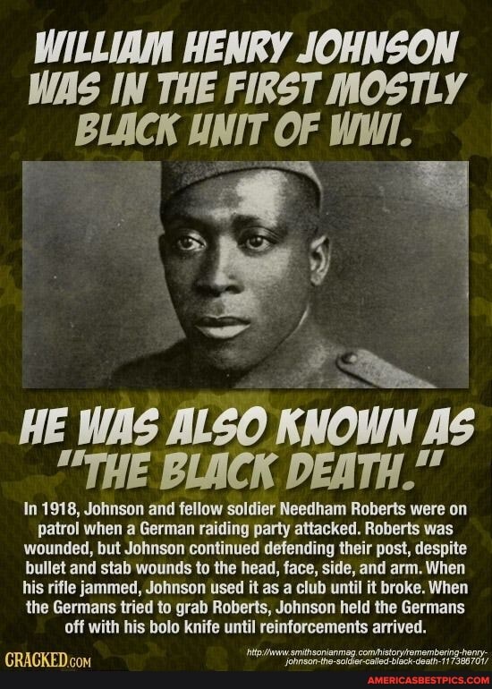 WILLIAM HENRY JOHNSON WAS IN THE FIRST MOSTLY BLACK UNIT OF WWI. HE WAS ...