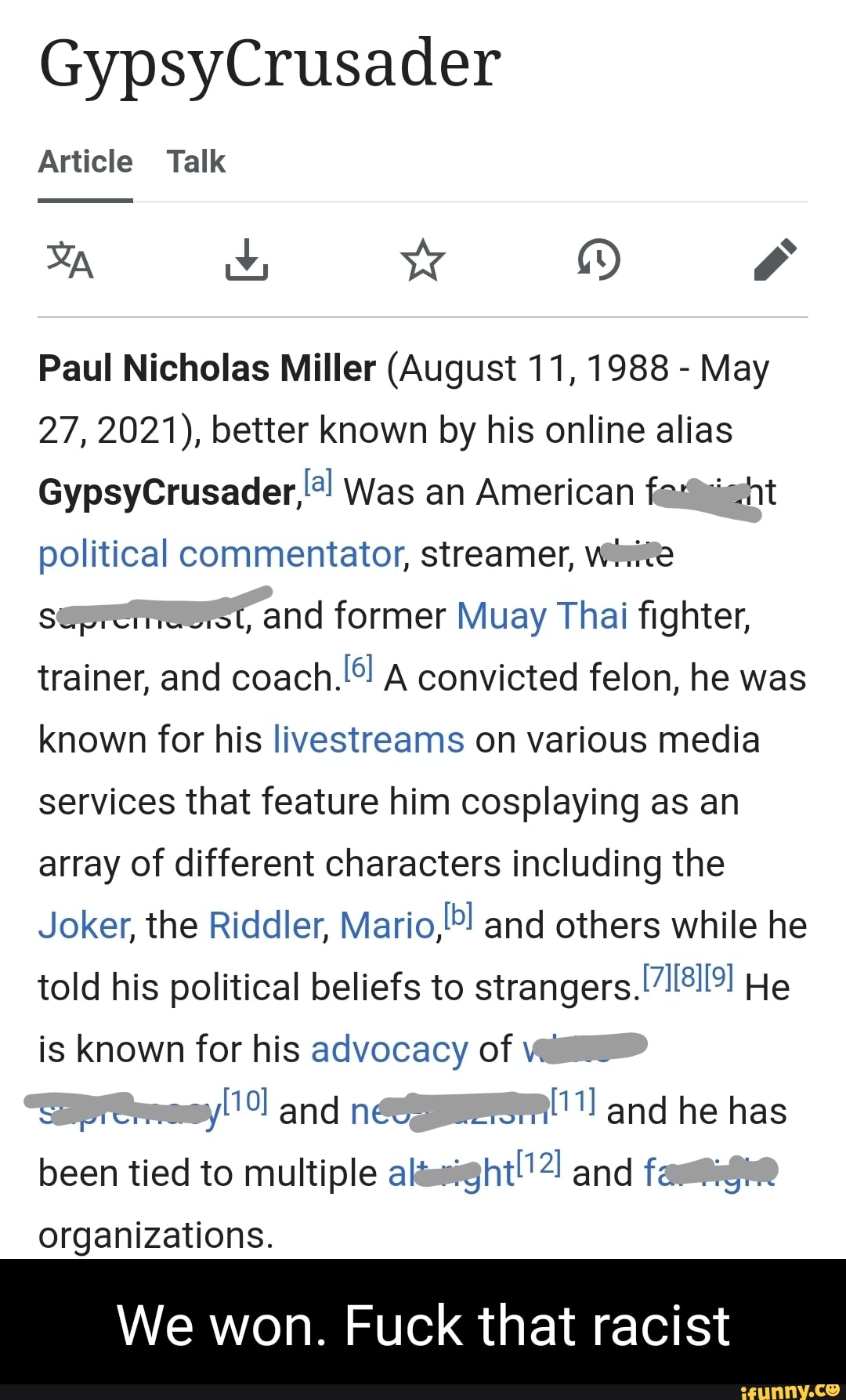 GypsyCrusader Article Talk ww Paul Nicholas Miller (August 11, 1988 ...