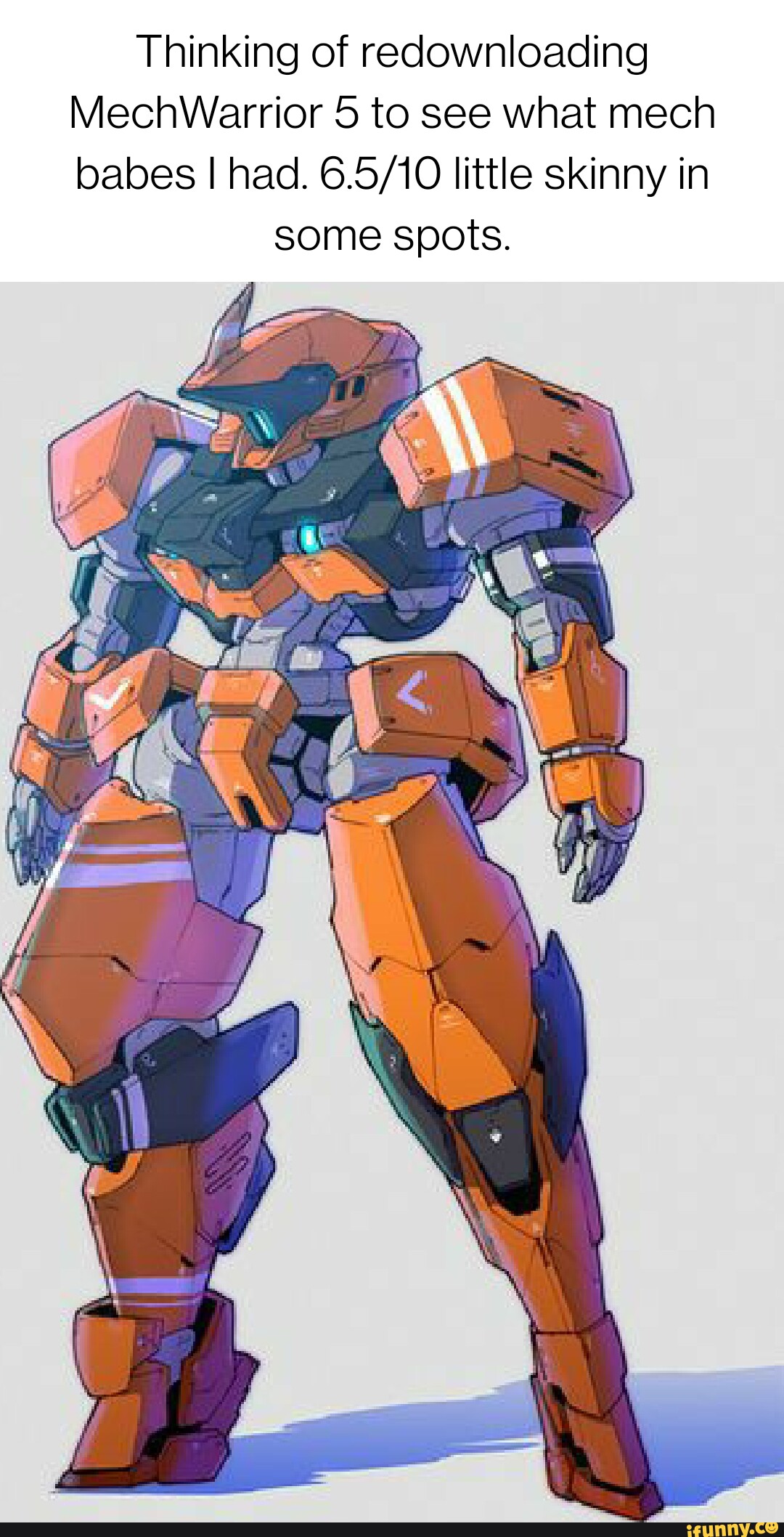 Thinking of redownloading MechWarrior 5 to see what mech babes I had ...