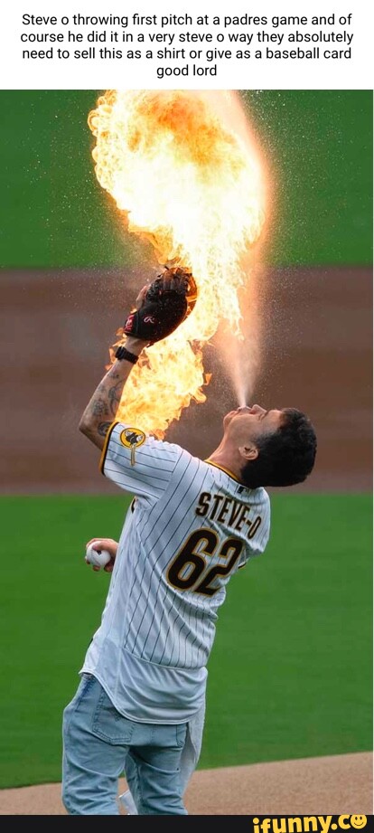 Steve throwing first pitch at a padres game and of course he did it in ...