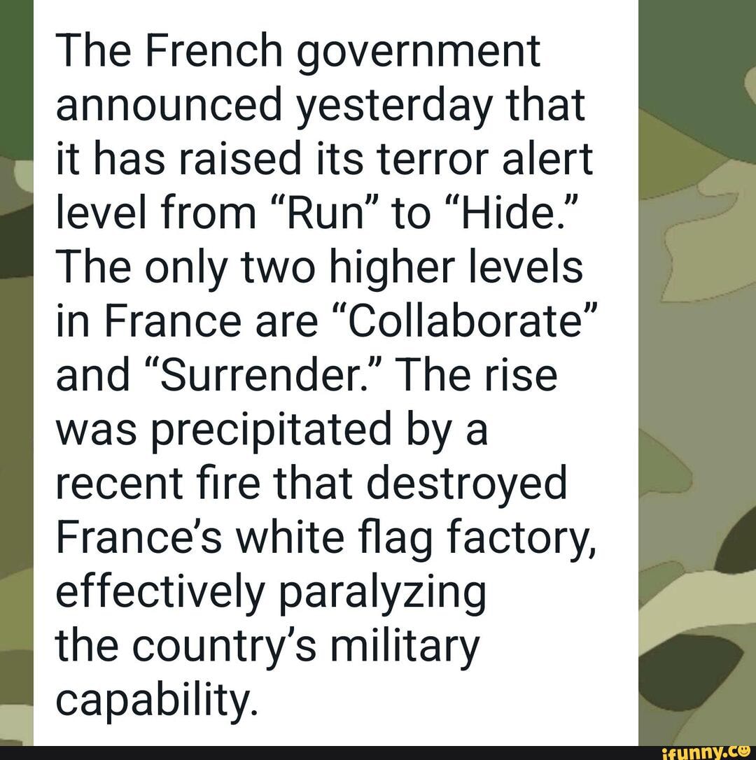 The French government announced yesterday that it has raised its terror ...