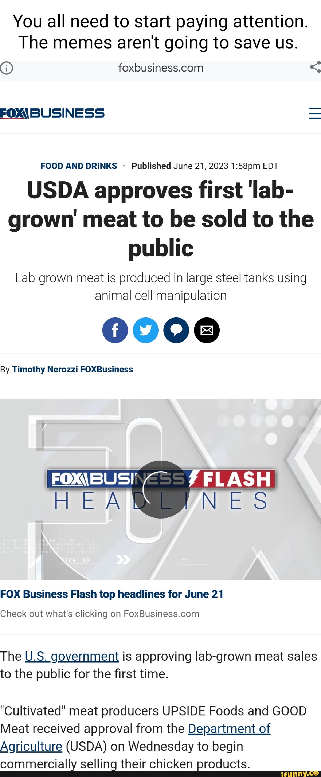 You all need to start paying attention. The memes aren't going to save ...