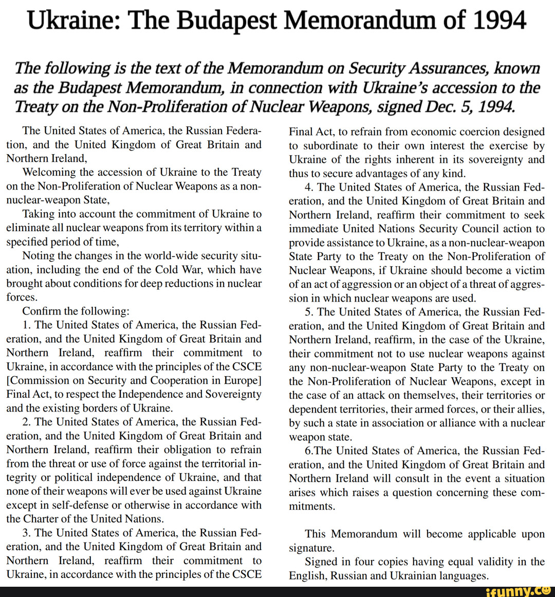 The Budapest Memorandum of 1994 - Ukraine: The Budapest Memorandum of ...