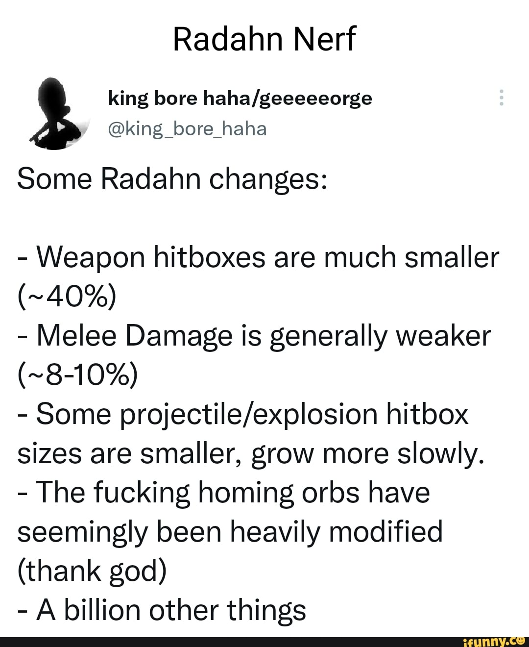 Radahn Nerf king bore @king_bore_haha Some Radahn changes: - Weapon ...
