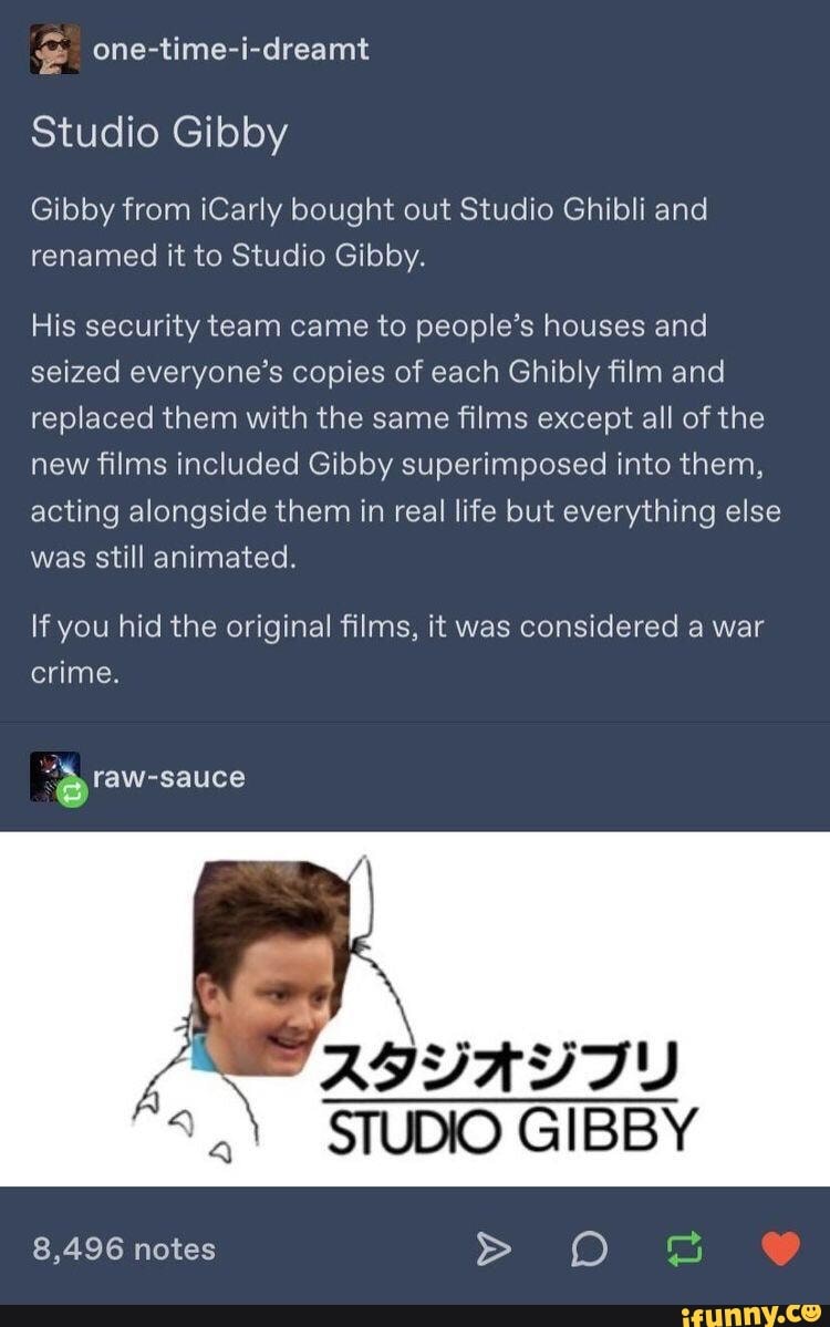 E one-time-i-dreamt Studio Gibby Gibby from iCarly bought out Studio ...