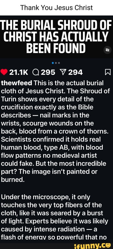 Thank You Jesus Christ THE BURIAL SHROUD OF CHRIST HAS ACTUALLY BEEN ...
