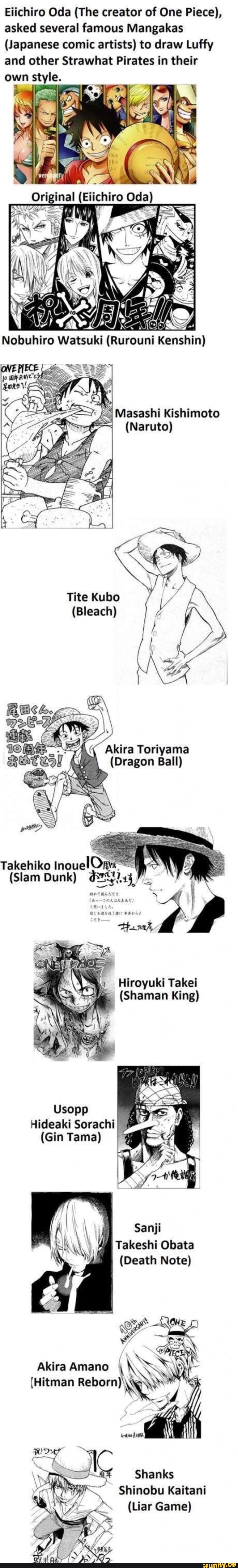 Eiichiro Oda (The creator of One Piece), asked several famous Mangakas ...