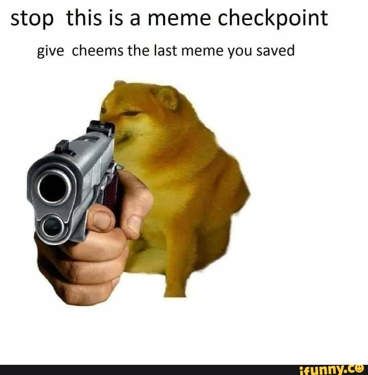 Stop this is a meme checkpoint give cheems the last meme you saved - iFunny