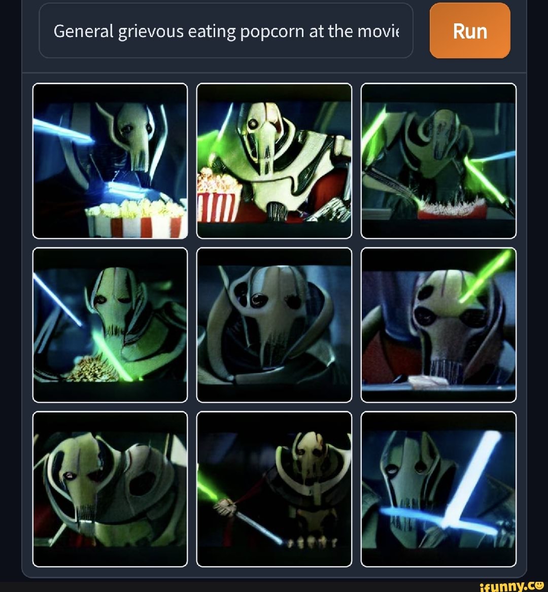 General grievous eating popcorn at the movie Run - iFunny