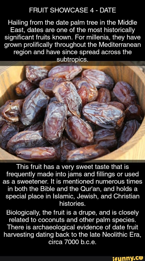 FRUIT SHOWCASE 4 DATE Hailing from the date palm tree in the Middle ...