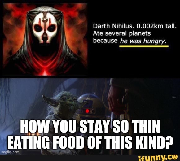 Darth Nihilus. 0.002km tall. Ate several planets because he was hungry ...