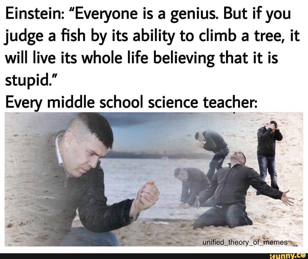 Einstein: "Everyone is a genius. But if you judge a fish by its ability ...