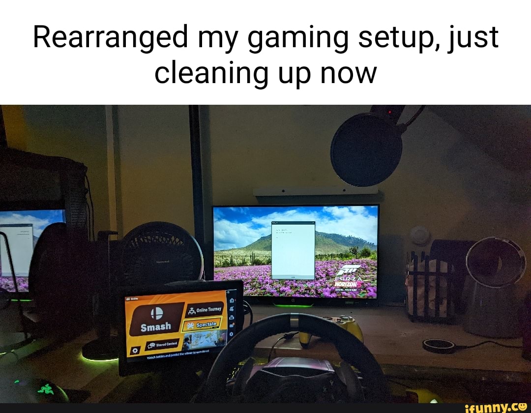 Rearranged my gaming setup, just cleaning up now - iFunny