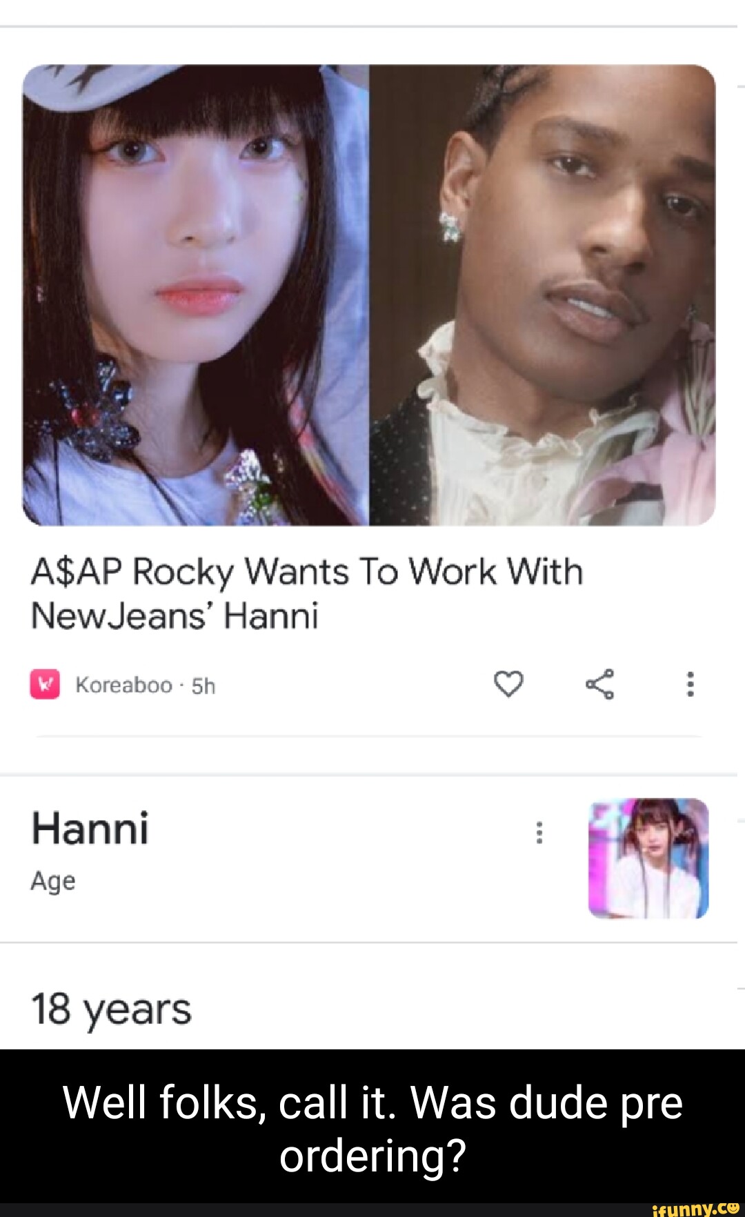 ASAP Rocky Wants To Work With NewJeans' Hanni Koreaboo - Hanni Age 18 ...