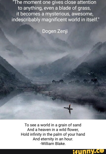 The moment one gives close attention to anything, even a blade of grass ...