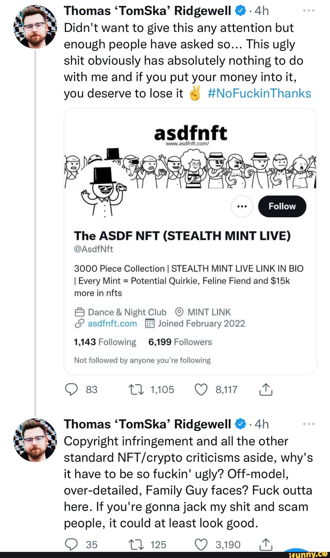 Thomas 'TomSka' Ridgewell @ Didn't want to give this any attention but ...