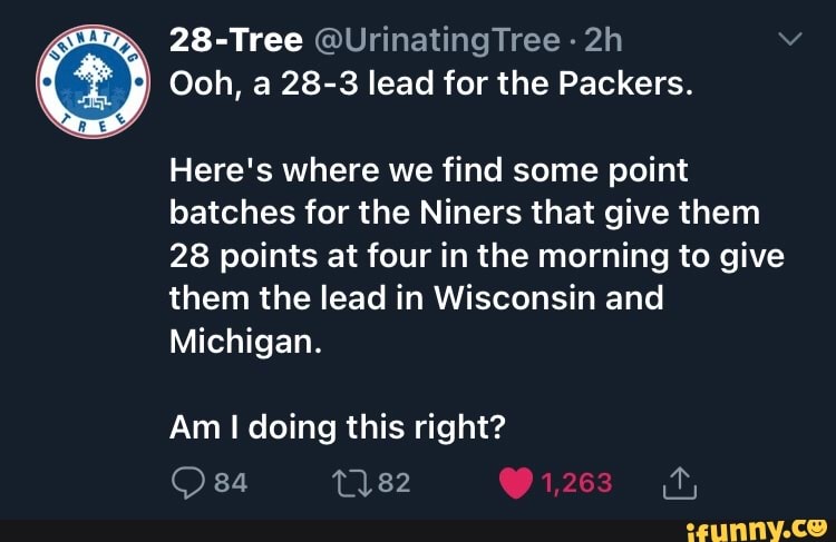 28-Tree @UrinatingTree Ooh, a 28-3 lead for the Packers. Here's where ...