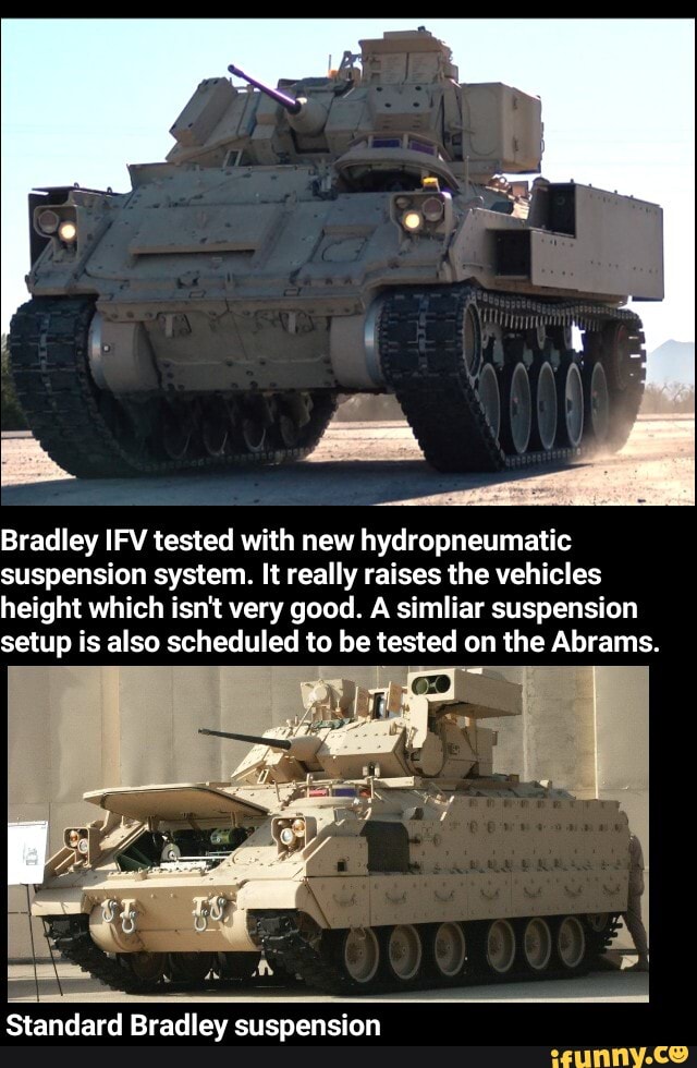 Bradley IFV tested with new hydropneumatic suspension system. It really ...