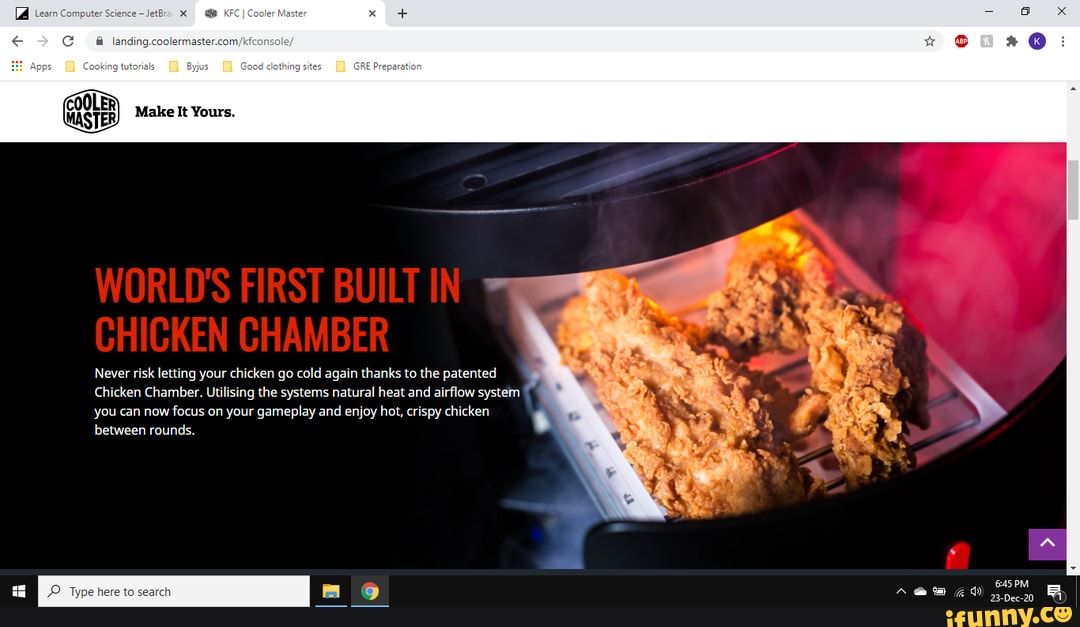 Make It Yours. WORLD'S FIRST BUILT IN CHICKEN CHAMBER Never risk ...