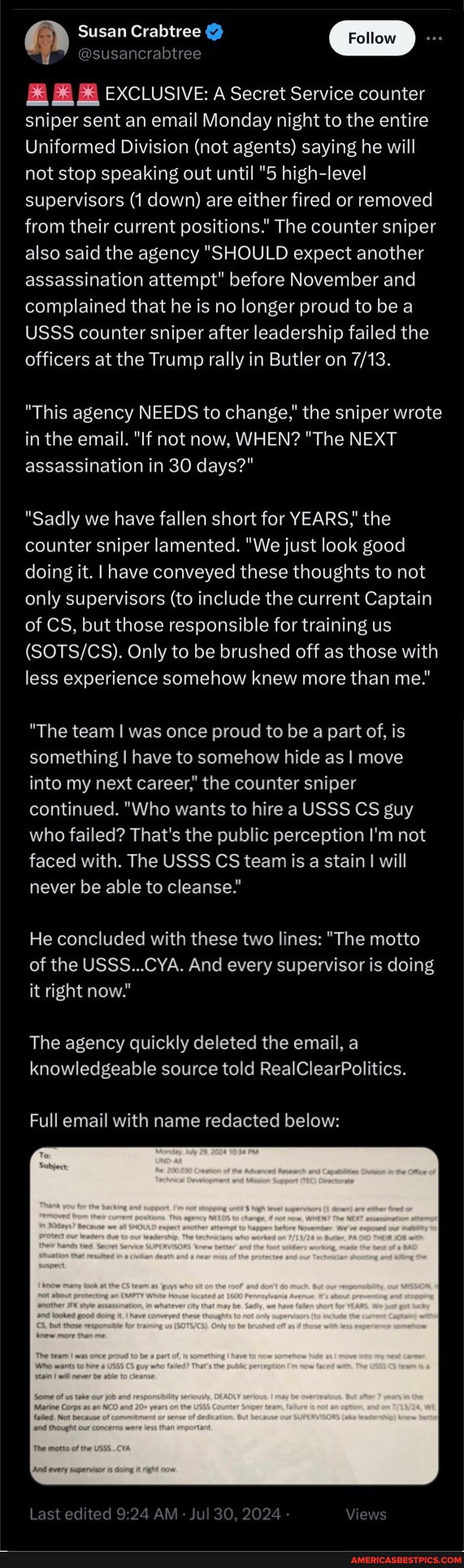 Susan Crabtree @ @susancrabtree EXCLUSIVE: A Secret Service counter ...