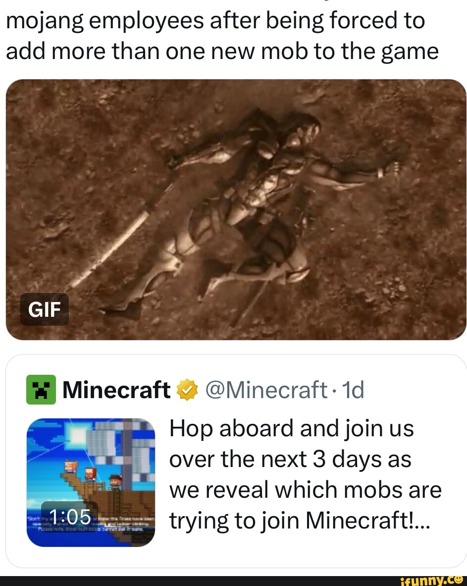 Mojang employees after being forced to add more than one new mob to the ...