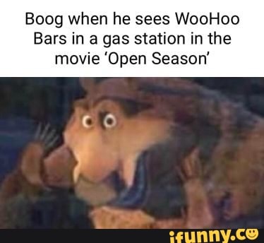 Boog when he sees WooHoo Bars in a gas station in the movie 'Open ...