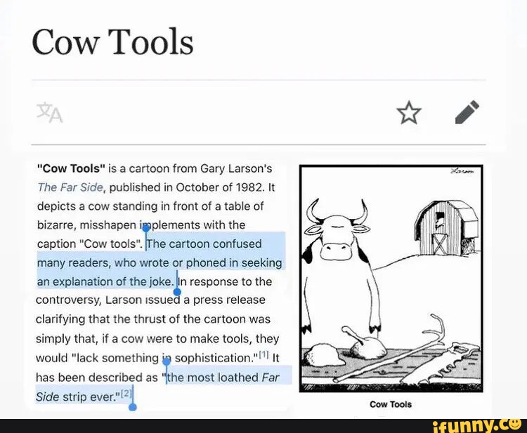 Cow Tools "Cow Tools" is a cartoon from Gary Larson's The Far Side ...