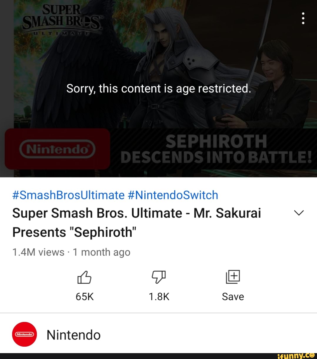 Sorry, this content is age restricted. #SmashBrosuUltimate # ...